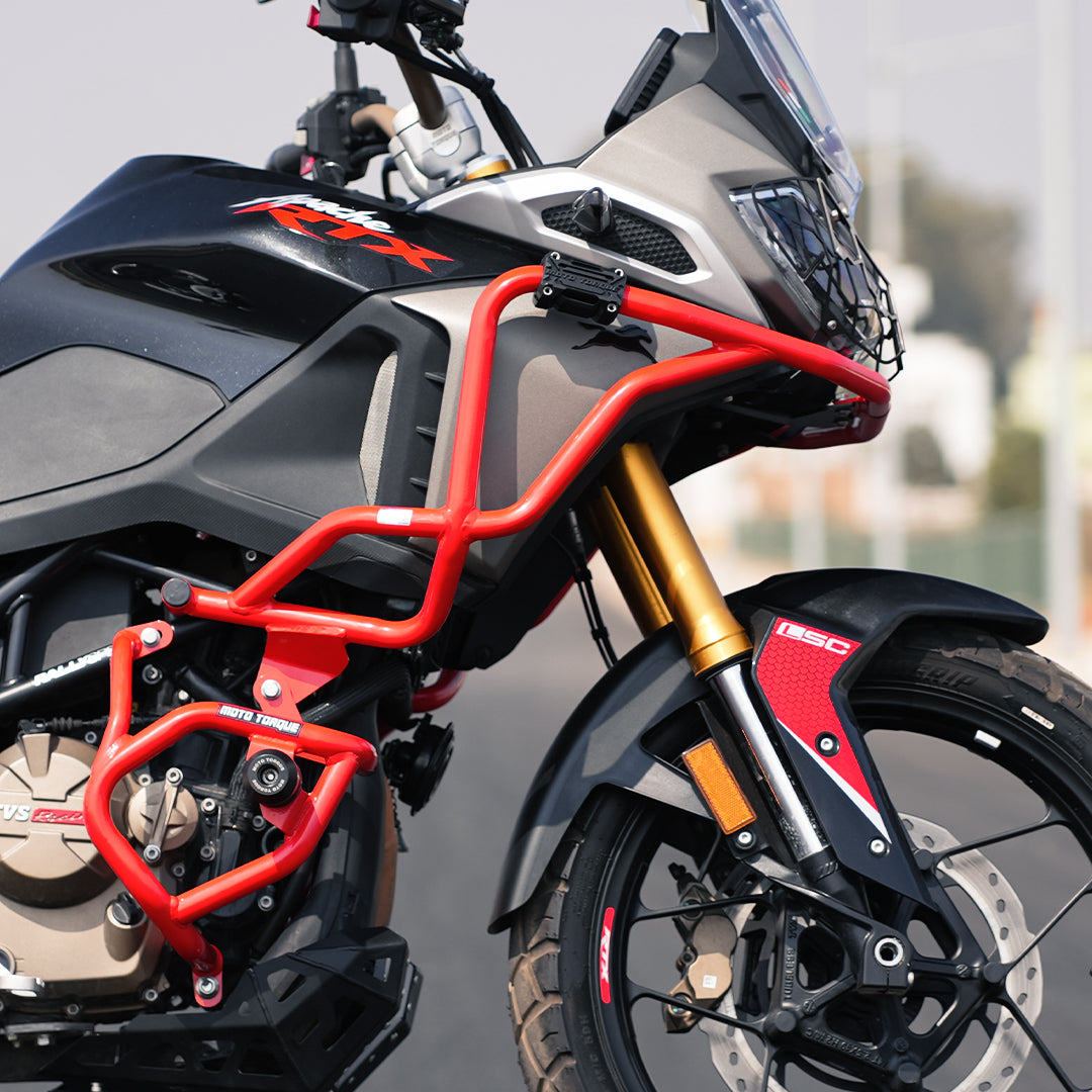 STALLION CRASH GUARD(RED) FOR TVS APACHE RTX 300 – Moto Torque